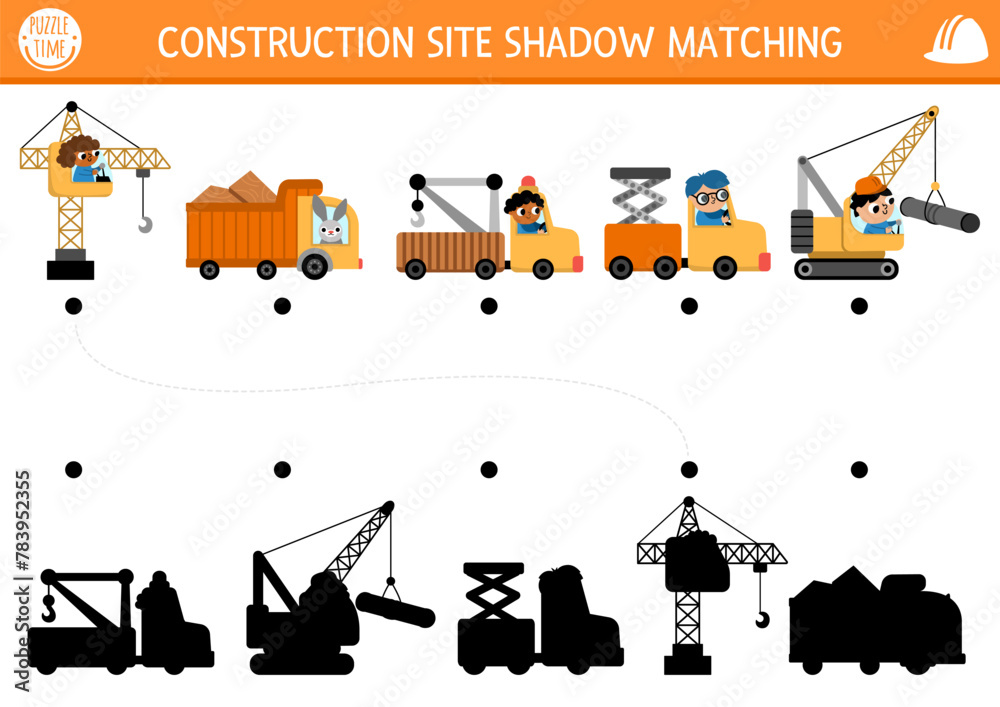 Construction site shadow matching activity with special transport ...