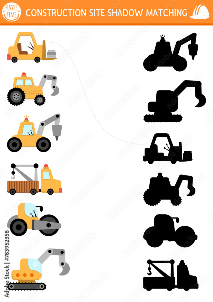 Construction site shadow matching activity with special transport ...