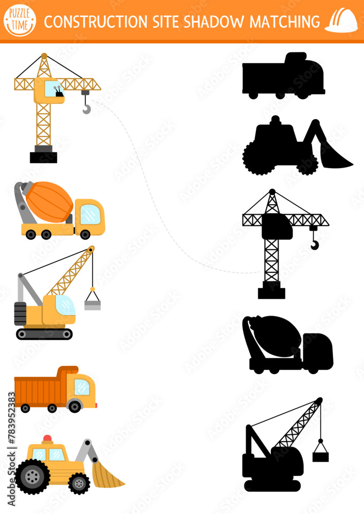 Construction site shadow matching activity with special transport ...