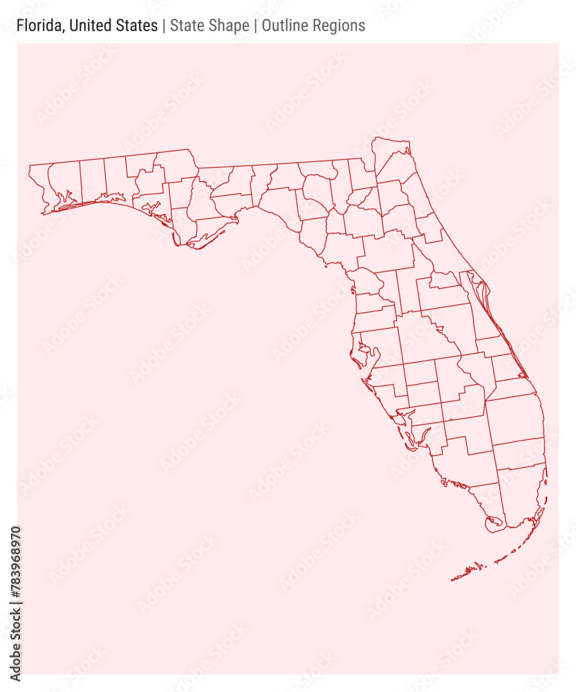 Florida, United States. Simple vector map. State shape. Outline Regions ...