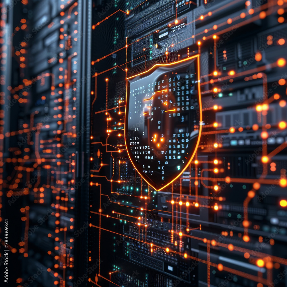 Cybersecurity shield protecting a network of computers from virtual ...