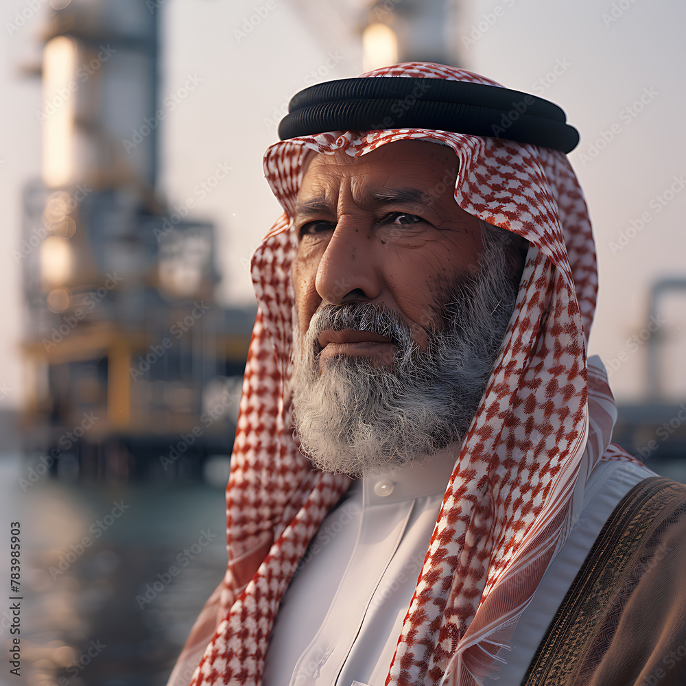 Man with beard is depicted wearing traditional red and white checkered ...