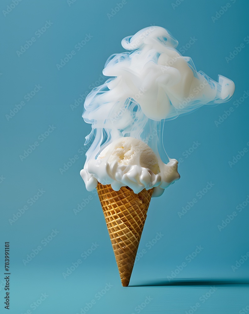 This illustration depicts smoke rising from an ice cream cone. The ...