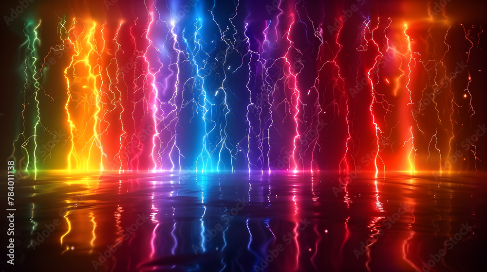 Colorful lightning spectrum lights with black background. 8k resolution ...