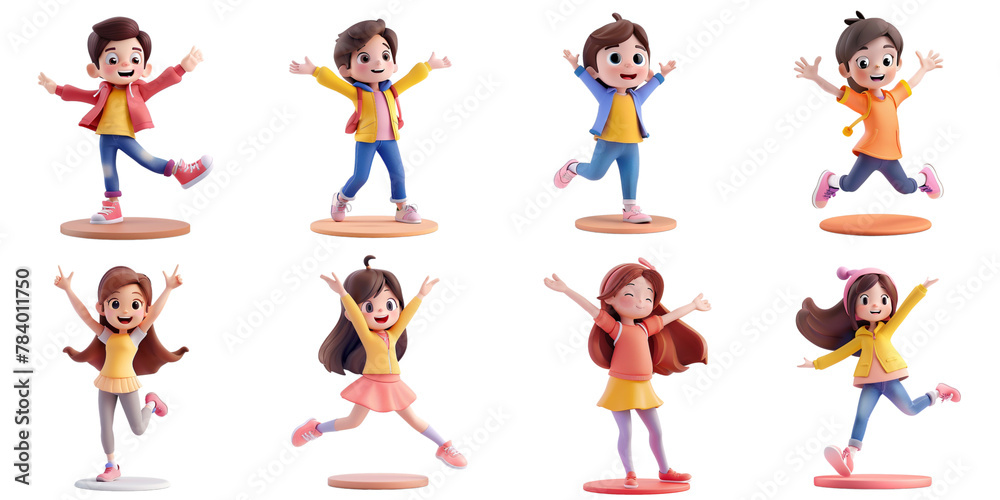Happy 3d character transparent collection set in png no background for ...