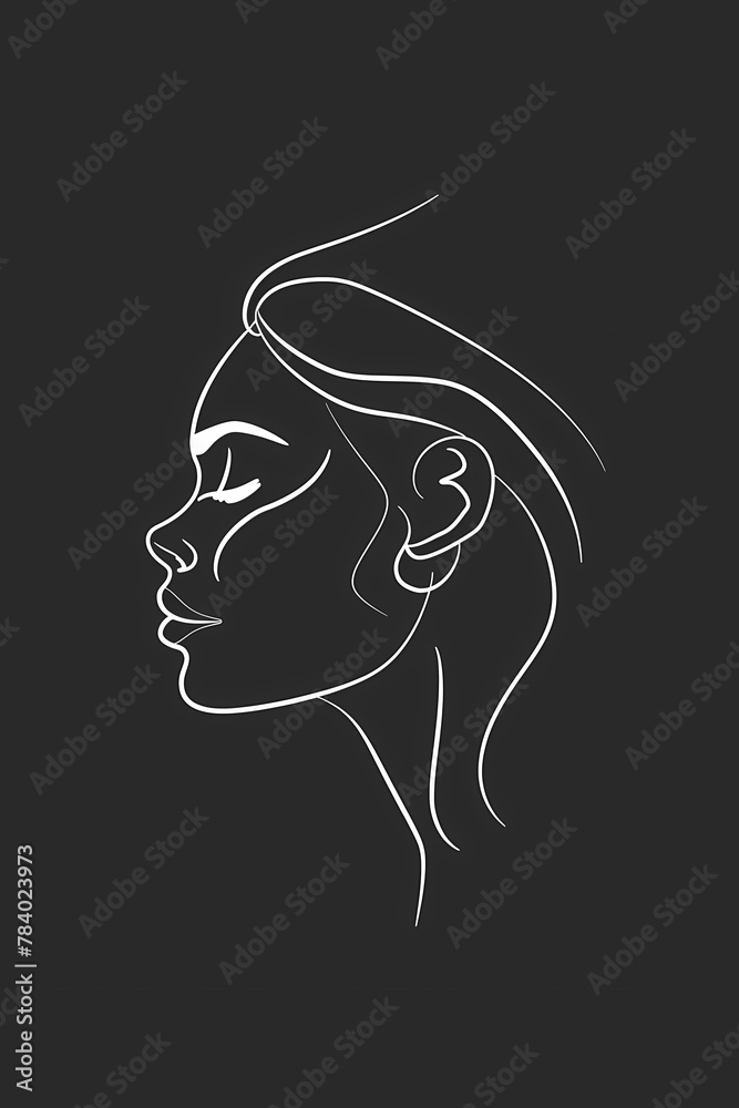 Minimalist Female Profile Line Art Abstract Woman Silhouette Logo ...