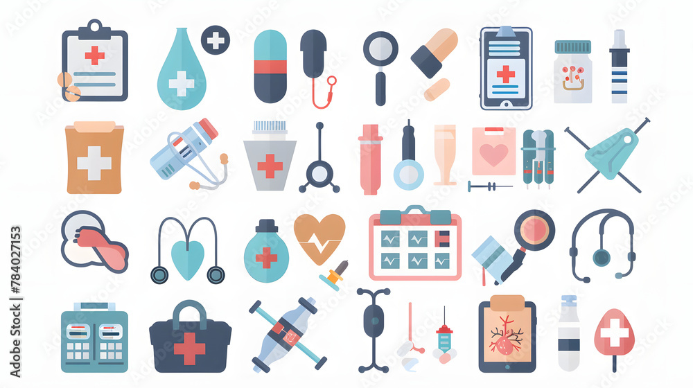 Comprehensive Healthcare Icon Set: Medical Illustrations for Treatment ...