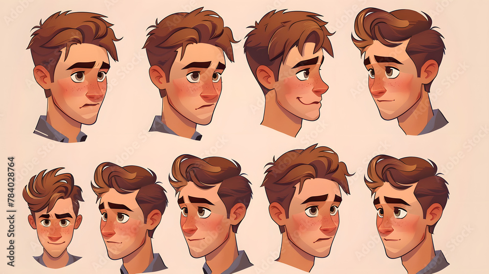 Customizable Caucasian Male Character Avatar Kit: Diverse Haircuts ...