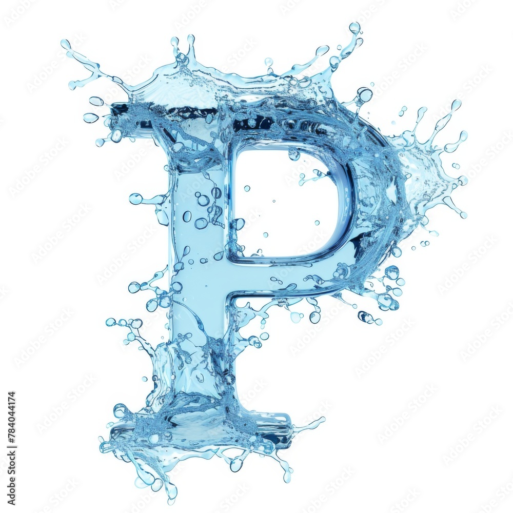 A dynamic splash of water forms the letter P, captured in a moment ...