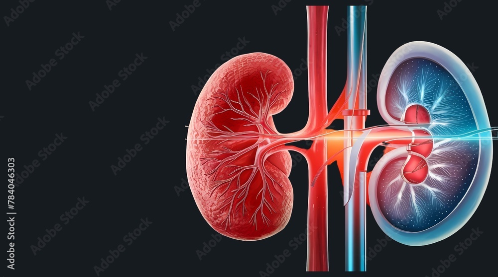 Human kidney and a mock-up of a robotic kidney, chronic kidney disease ...