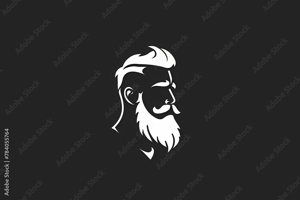 Stylized Male Profile Logos in Black and White Minimalist Men's Face ...