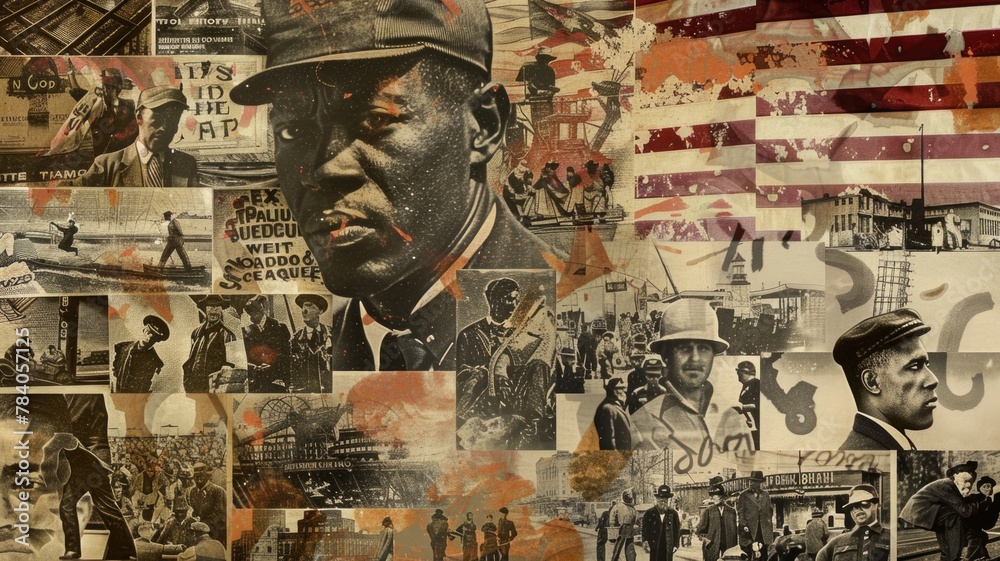 montage of historical images depicting significant labor movements and ...