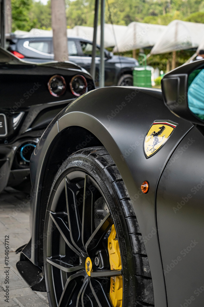 Matte Black Ferrari 488 Pista - Scuderia Ferrari badge on front fender ...