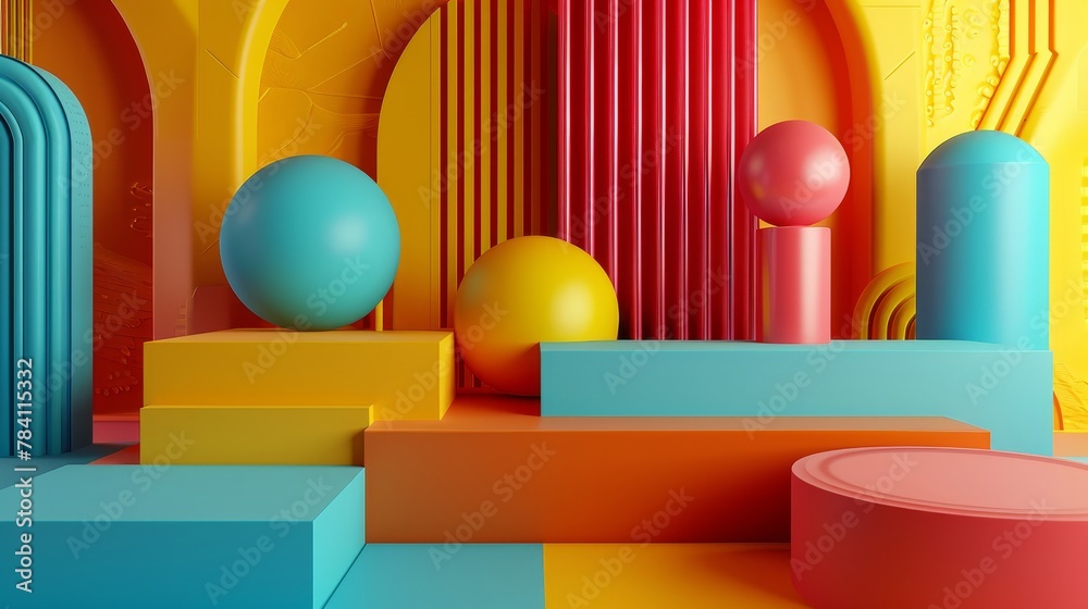 Bright colors and bold shapes in a 3d render AI generated illustration ...