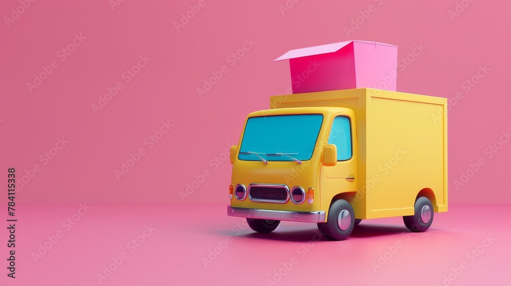 Bright and colorful delivery service concept in a 3d render AI ...