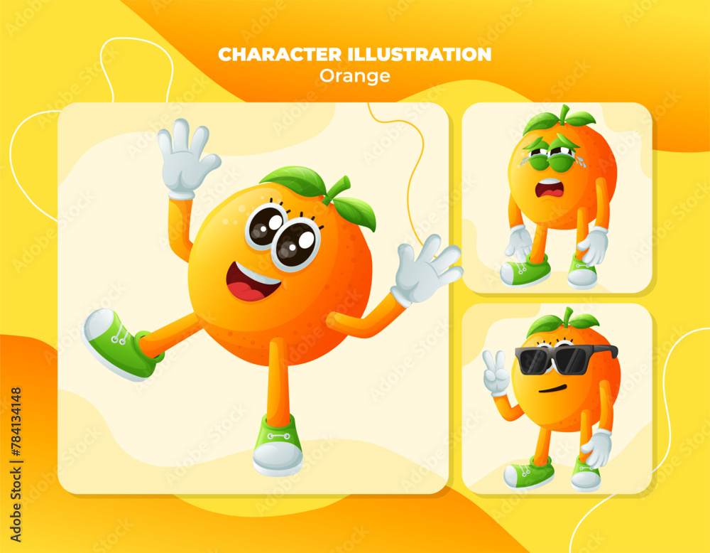 Cute orange characters with emoticon faces Stock Vector | Adobe Stock
