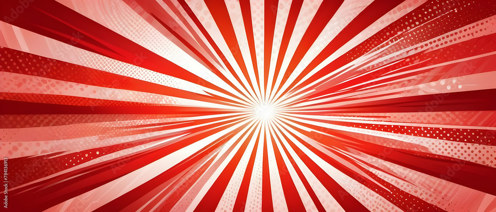 Abstract red rays background with halftone. Sunburst abstract ...