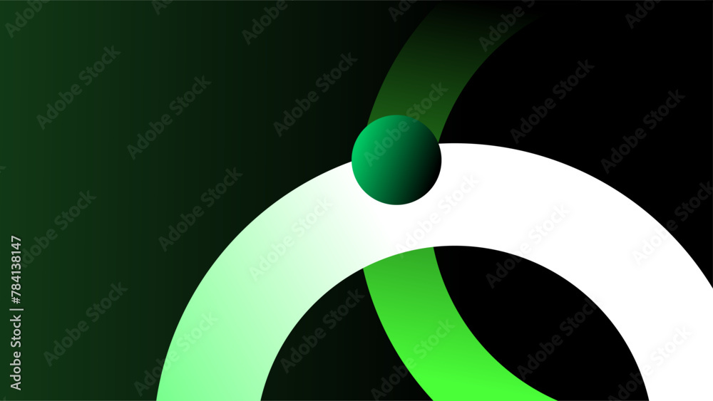 Green circle rings glowing shapes over dark green and black gradient ...