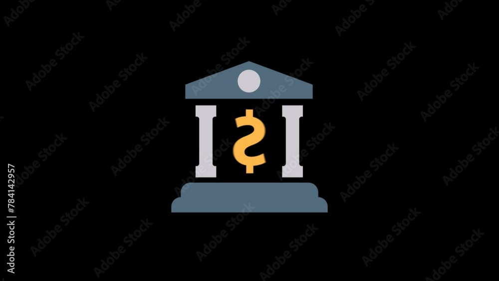 Animated Bank icon. Alpha channel, transparent background. 4K ...