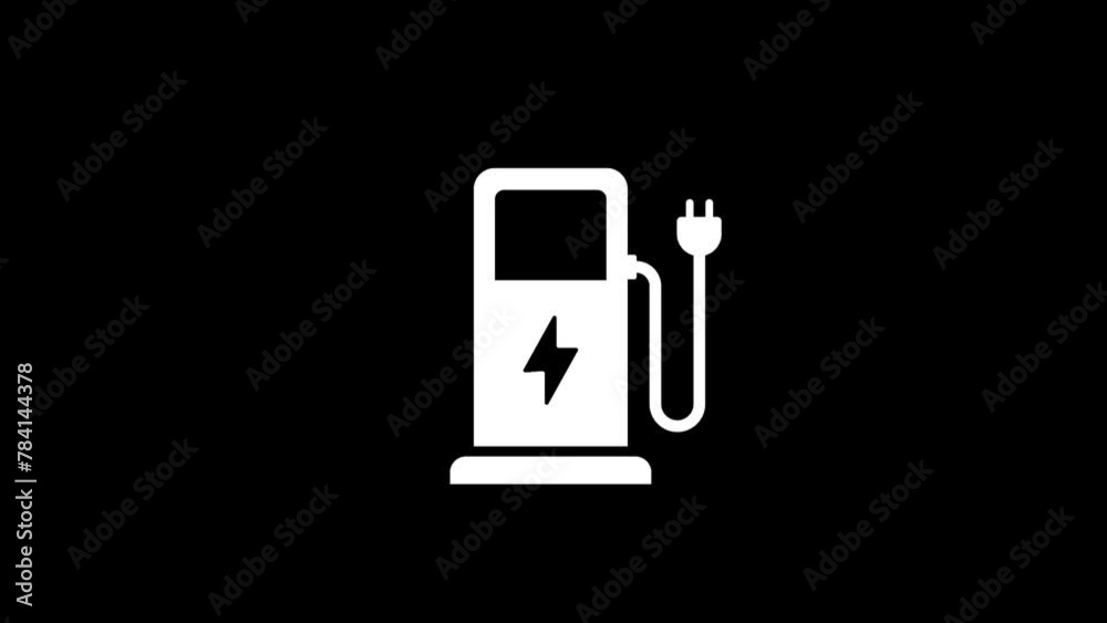 Animated Electric car charging station icon. Alpha channel, transparent ...