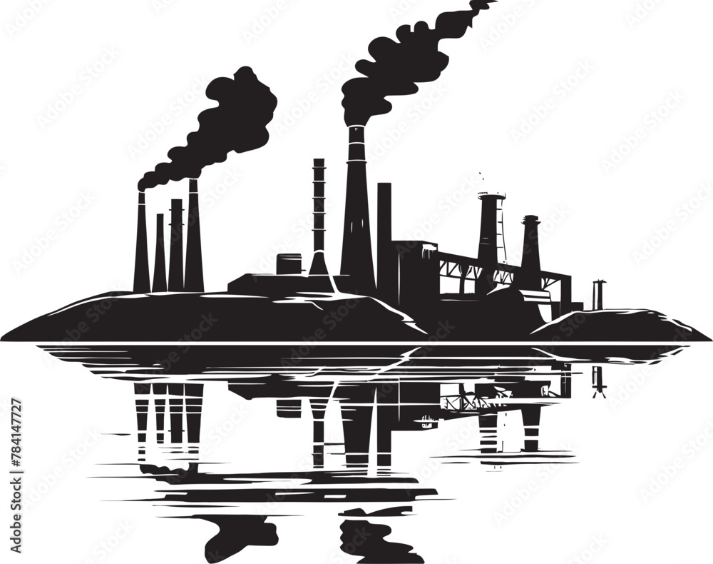 Contaminated Currents River Pollution Icon Polluted Pathways Vector ...