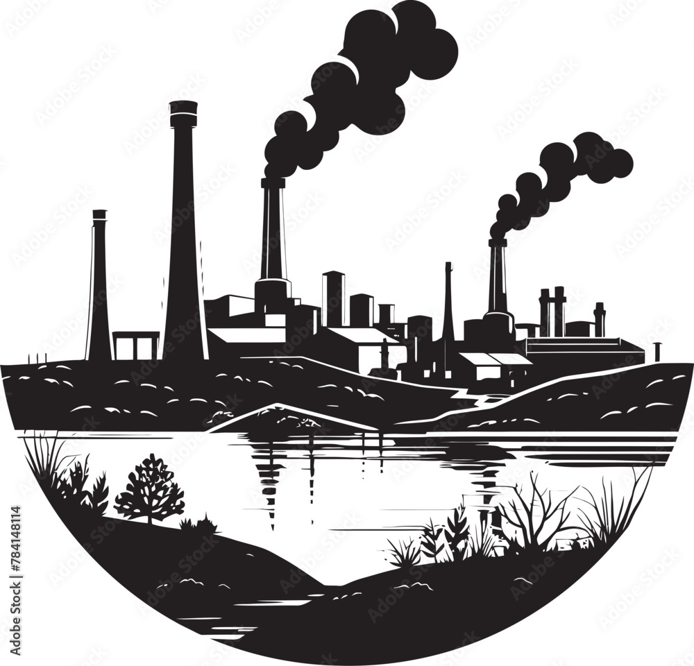 AquaticAgony Pollution Vector Emblematic Icon GrimyGush River Water and ...
