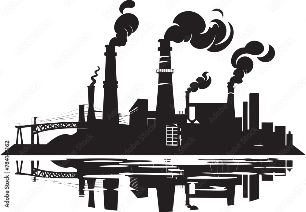 Hazy Harbor Logo River Pollution Icon Design Grimy Gorge Emblem Water ...