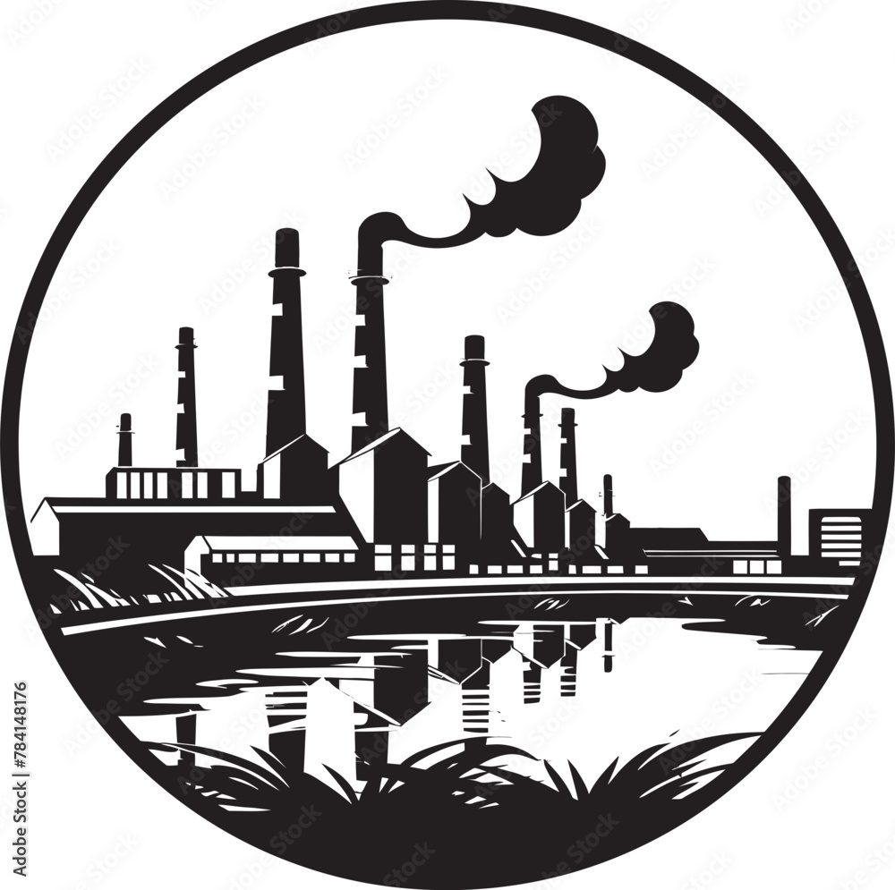 Polluted Pathways Symbol Water and Air Pollution Icon Design Hazy ...