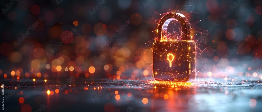 Secure Digital Lock Glowing Amidst Cyber Sparkles. Concept Cyber ...