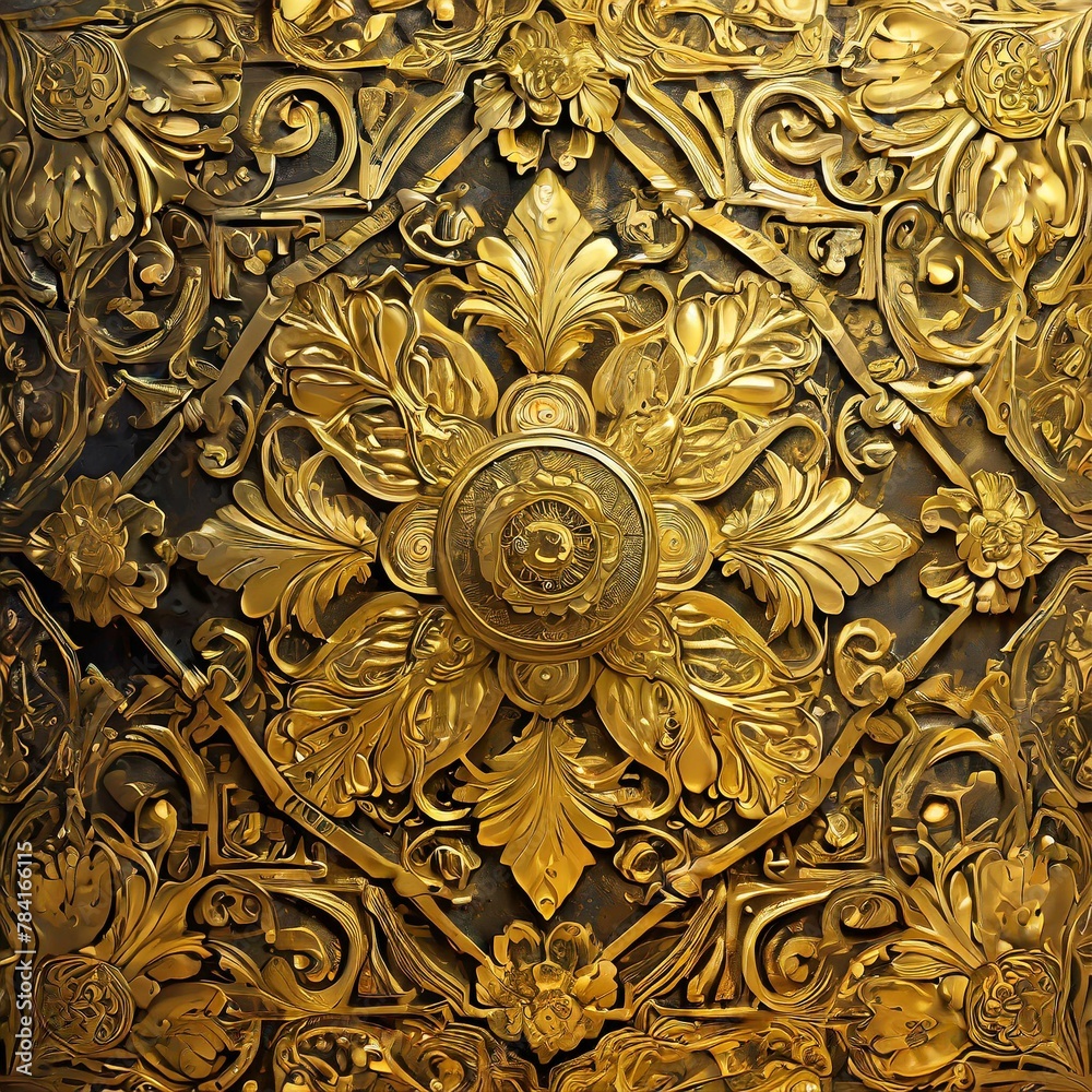 pattern on wall.a shimmering gold background adorned with intricately ...