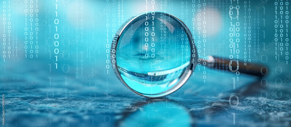 Image of Magnifying Glass and Binary Code for Advanced Search ...