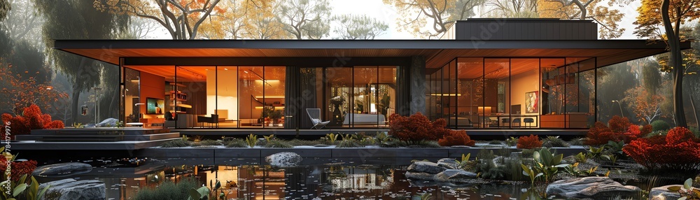 Capture the essence of sustainable architecture with a panoramic view ...