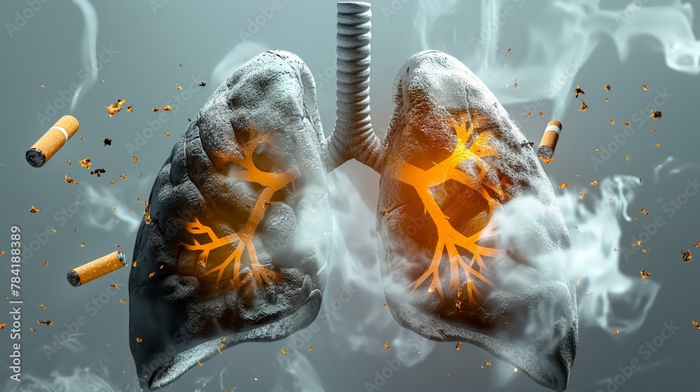 Smoke formation shaped as human lungs. Illustration of smokers lungs ...