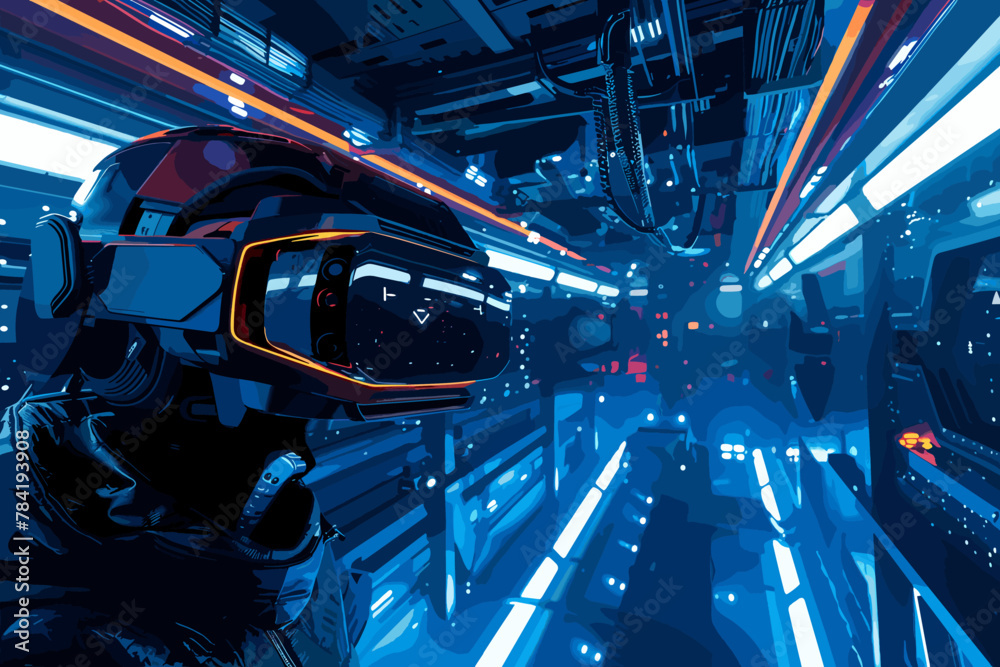 Immersive virtual reality gaming experience with futuristic graphics ...
