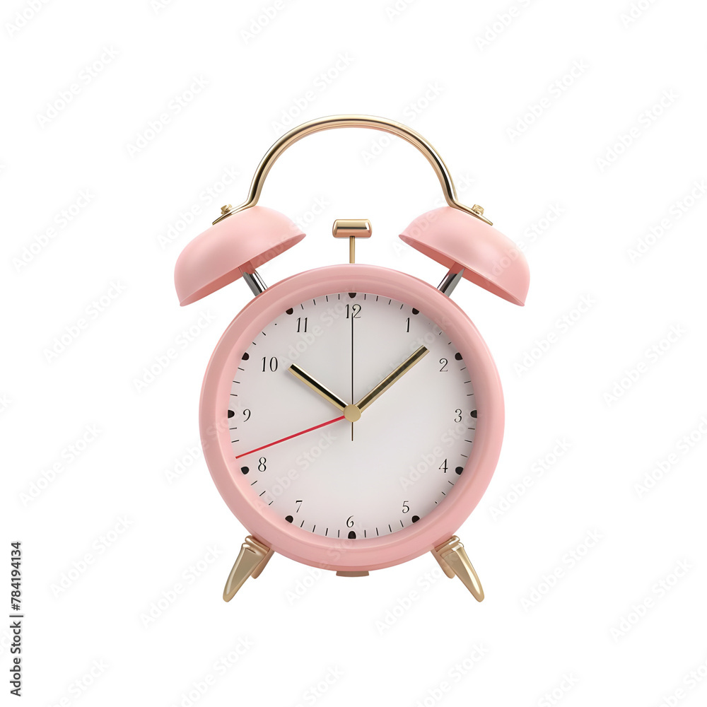 3D render alarm clock hurry up, ringing watches. Morning alert, time ...