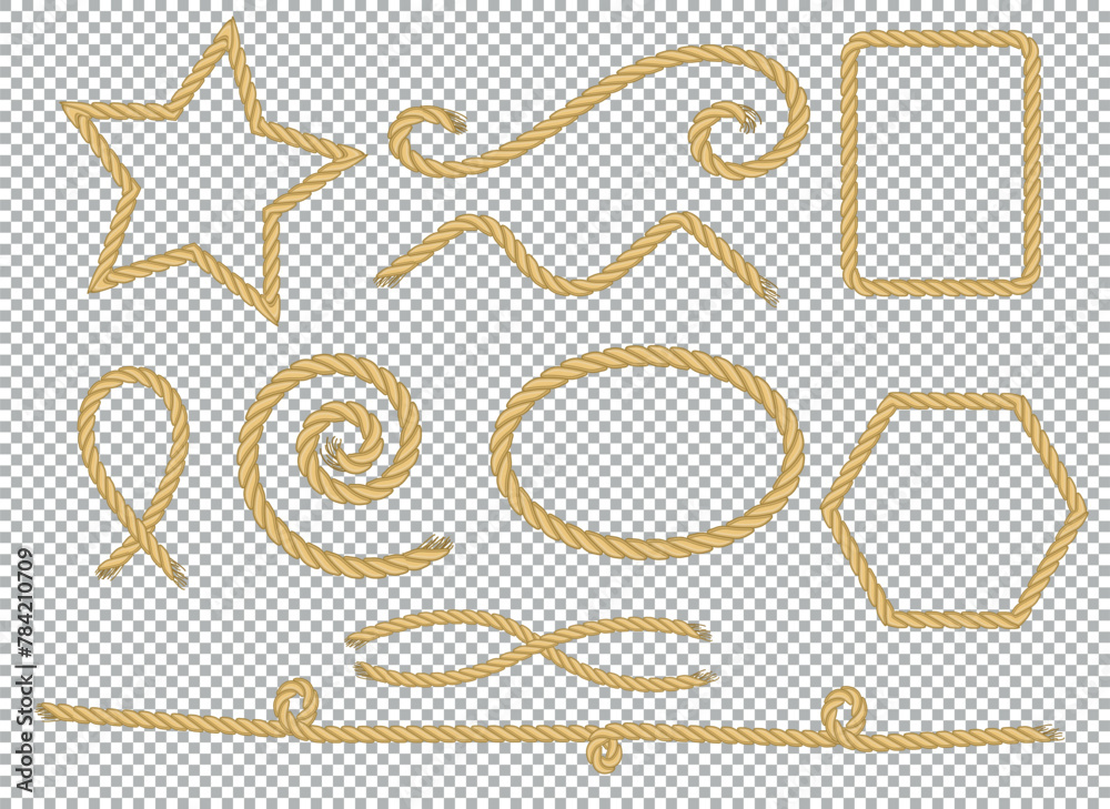 Linear rope frame for decorative design. Collection of photo frames ...