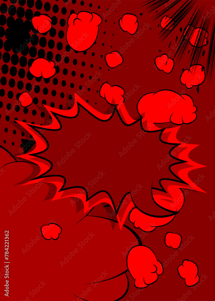 Red and black cartoon backdrop, comic book background. Retro vector ...