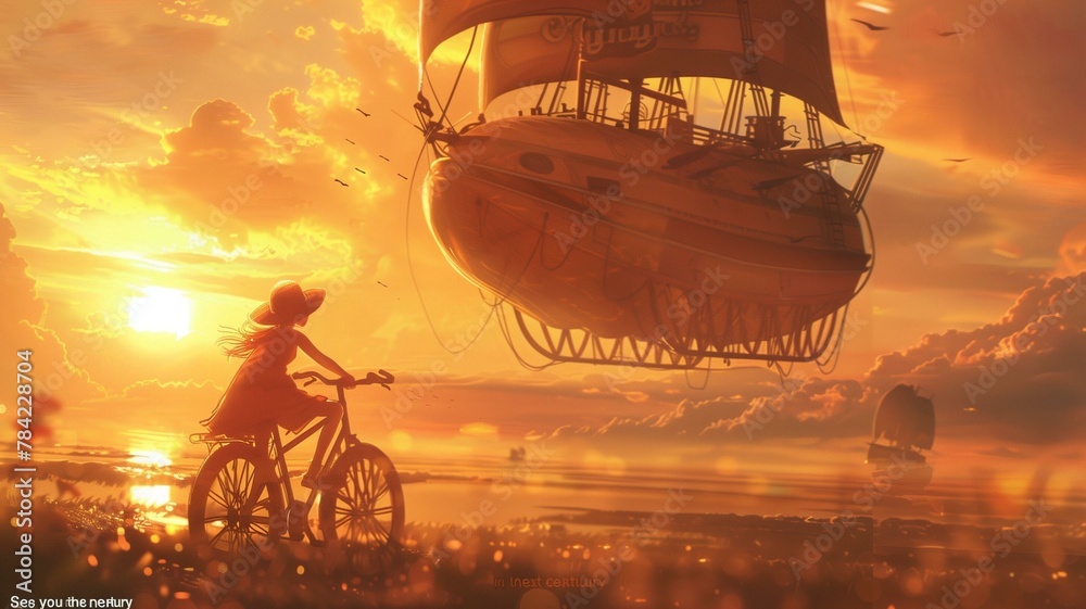 Behold a poignant scene where a kid rides a bicycle, waving goodbye to ...