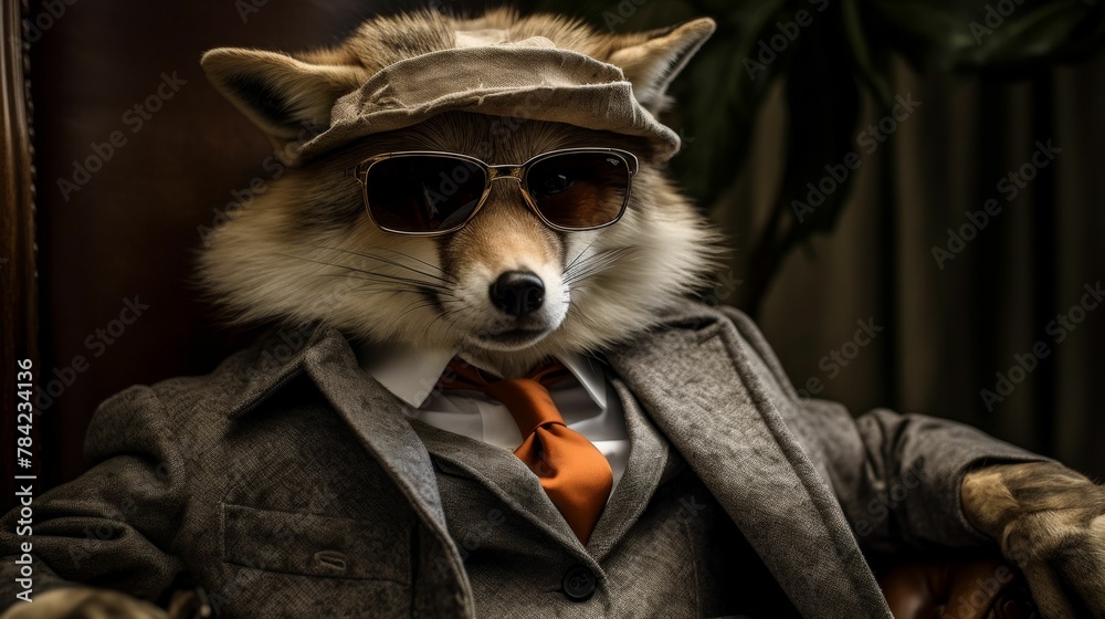 Picture a dapper fox in a tailored tweed suit, complete with a bowler ...