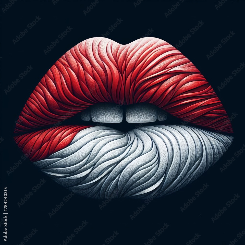 Striking digital artwork of lips with a detailed red to silver gradient ...