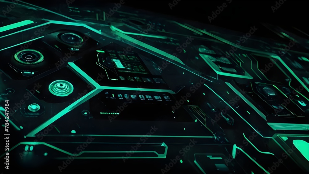 Illuminated Technology and Business Fusion in 3D Designs, Glowing ...