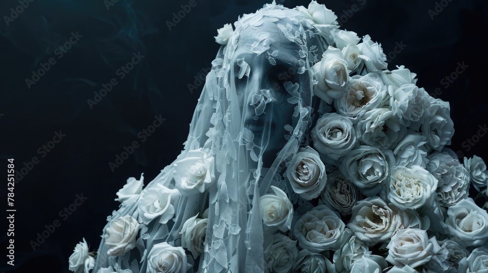Scary images, scary wallpaper, A scary ghost on white rose flowers ...