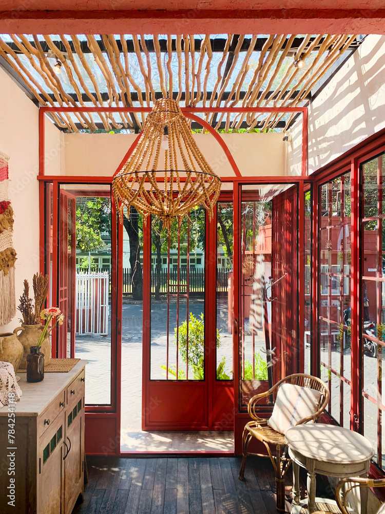 Thematic vintage café with some heritage and colonial theme, the front ...