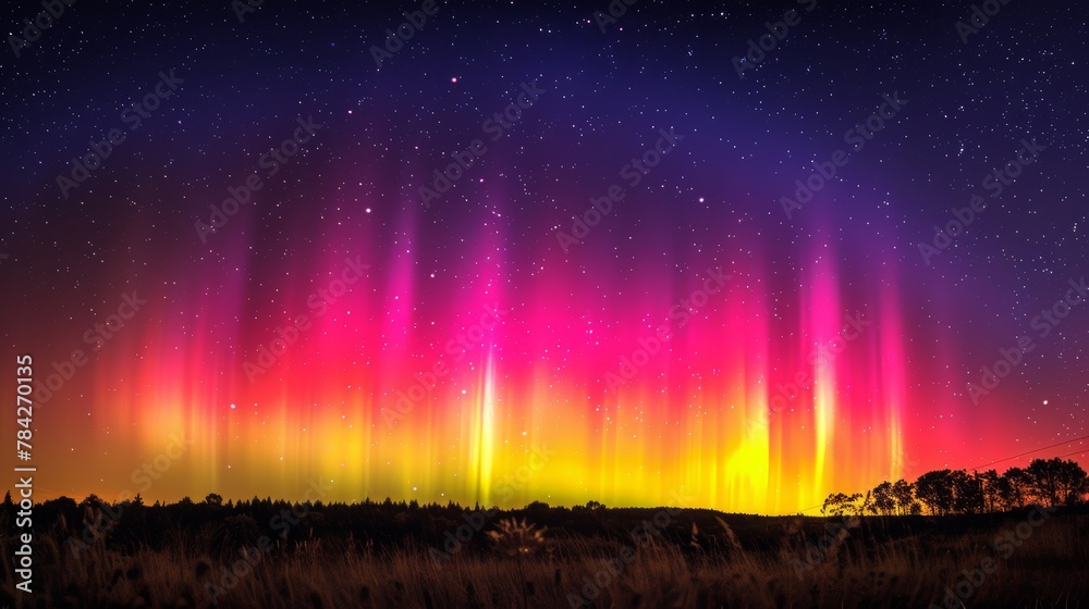 Northern lights display, brilliant colors fading into the dark night ...