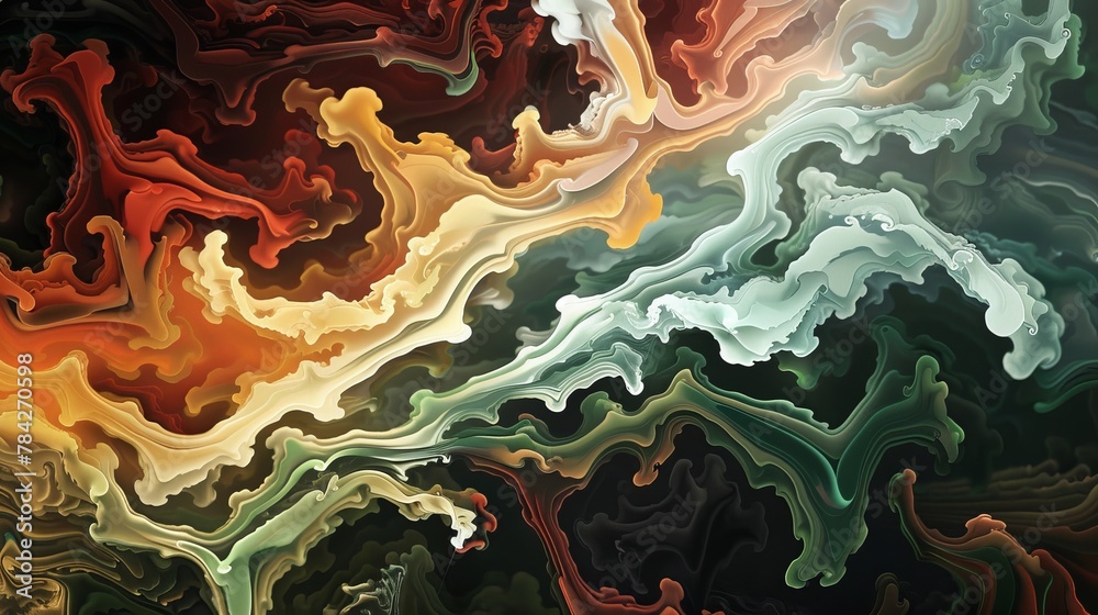 Flow of shapes cascading in size and color, forming a deep, mesmerizing ...