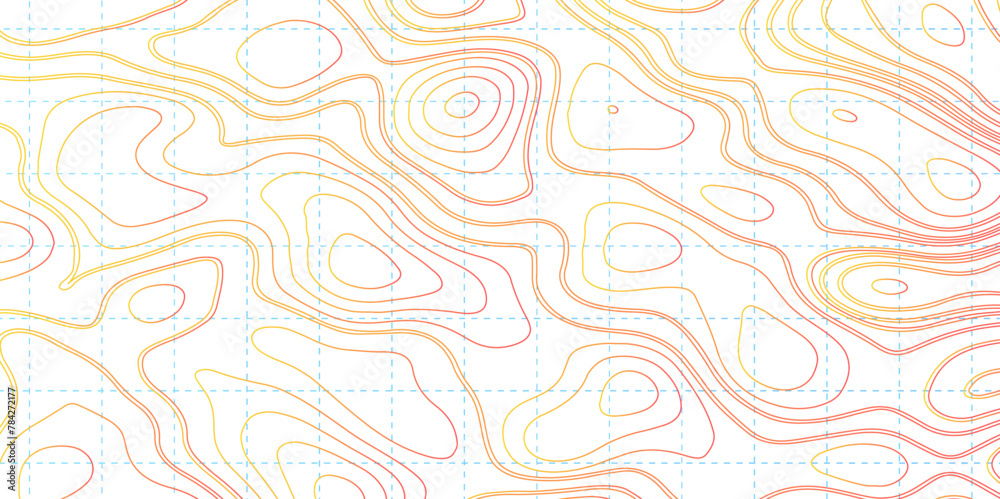 Topographic map with contour lines. Geographic terrain grid, relief ...