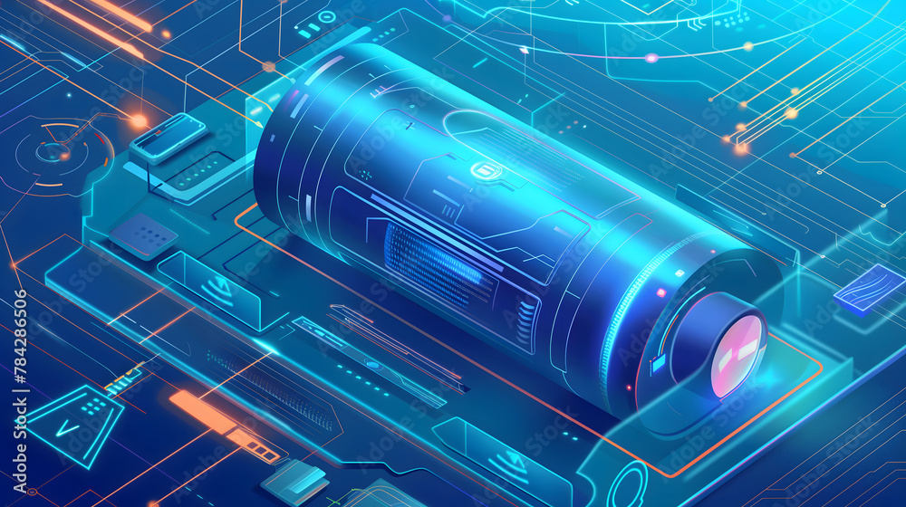 a modern battery as a high-tech powerhouse, highlighting its role in ...