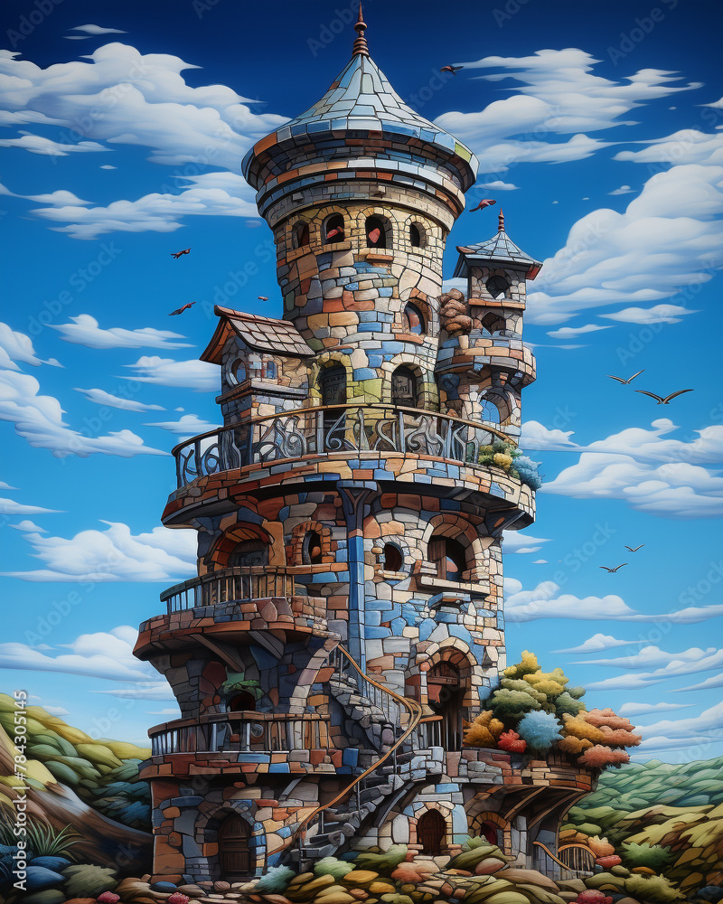 Close-up of an animated scene's crucial detail, rendered in 3D with ...