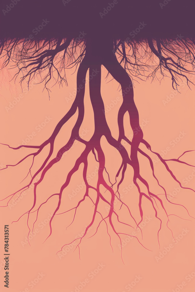 2D illustration of tree root for diagram and chart Stock Illustration ...
