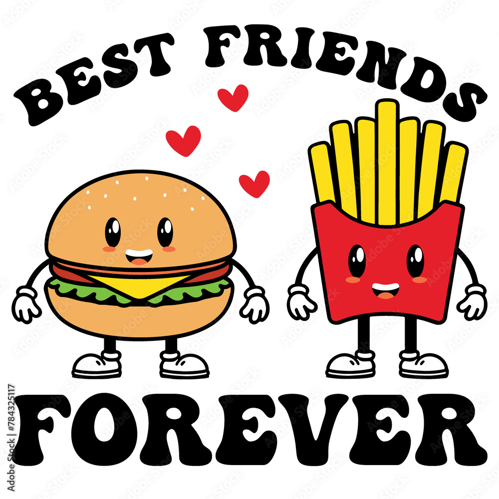 Funny French fries and Hamburger cartoon, Funny fast food, Best Friends ...